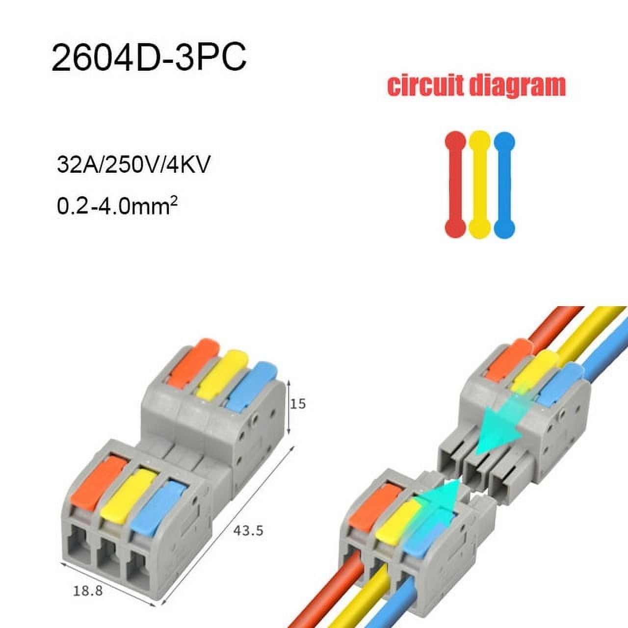 5Pcs Male to Female Mini Quick Wire Connectors Universal Compact ...