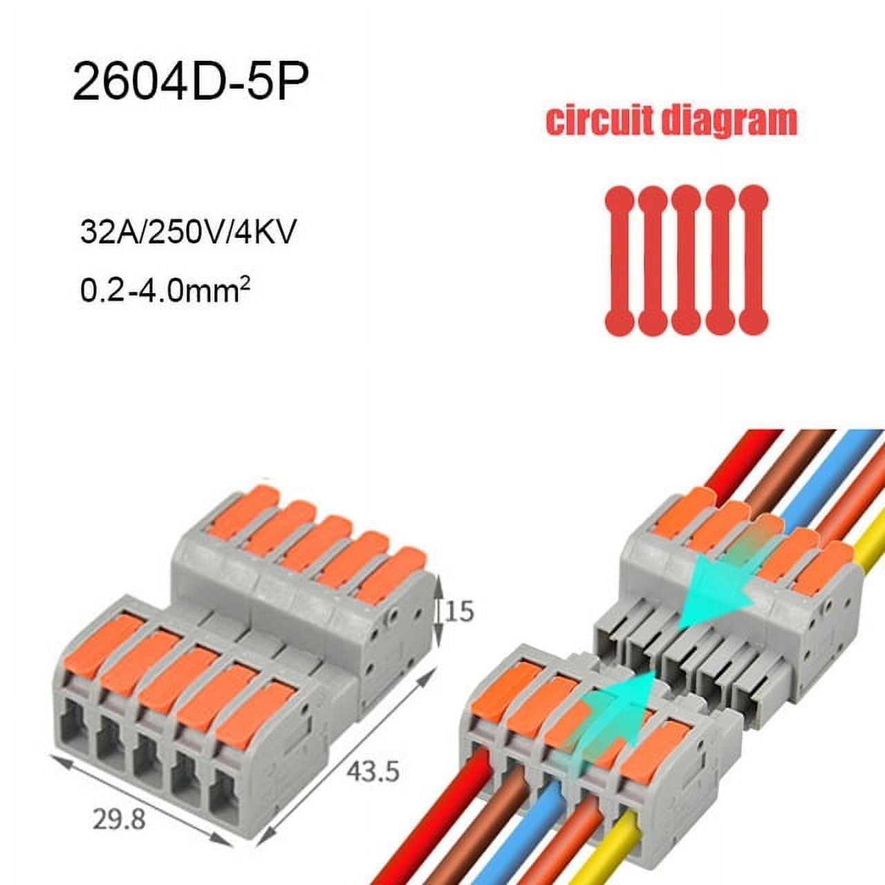 5Pcs Male to Female Mini Quick Wire Connectors Universal Compact ...