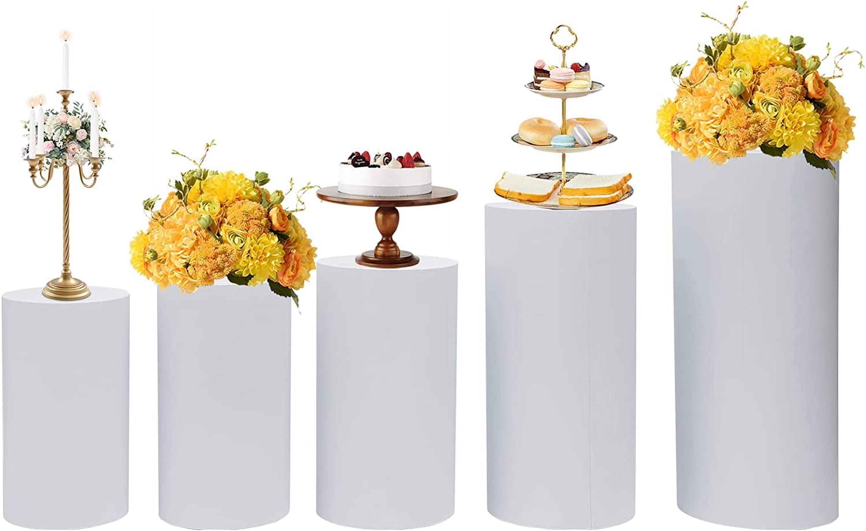 5Pcs Metal Cylinder Stands,Decor White Cylinder Plinth Wedding Props ...