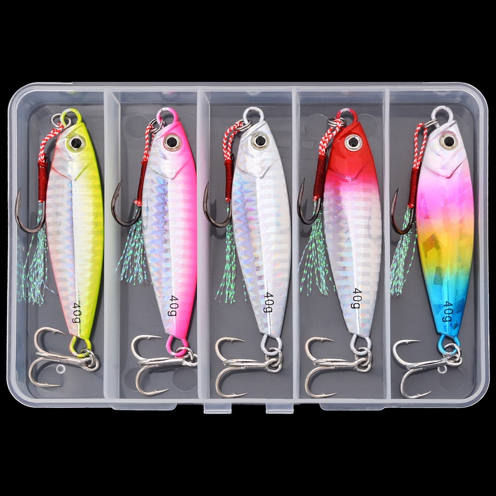 5Pcs Metal Jig Fishing Lure 7g-40g Cast Hook Swimbait Laser Wobbler ...