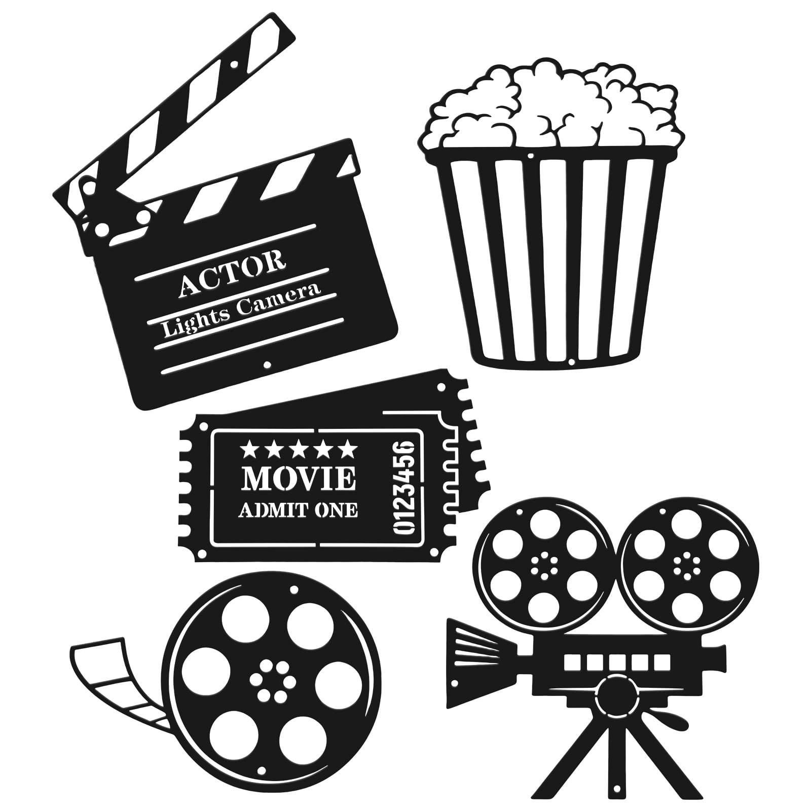 5Pcs Metal Movie Theater Decor Home Movie Theater Room Decor Cinema and ...