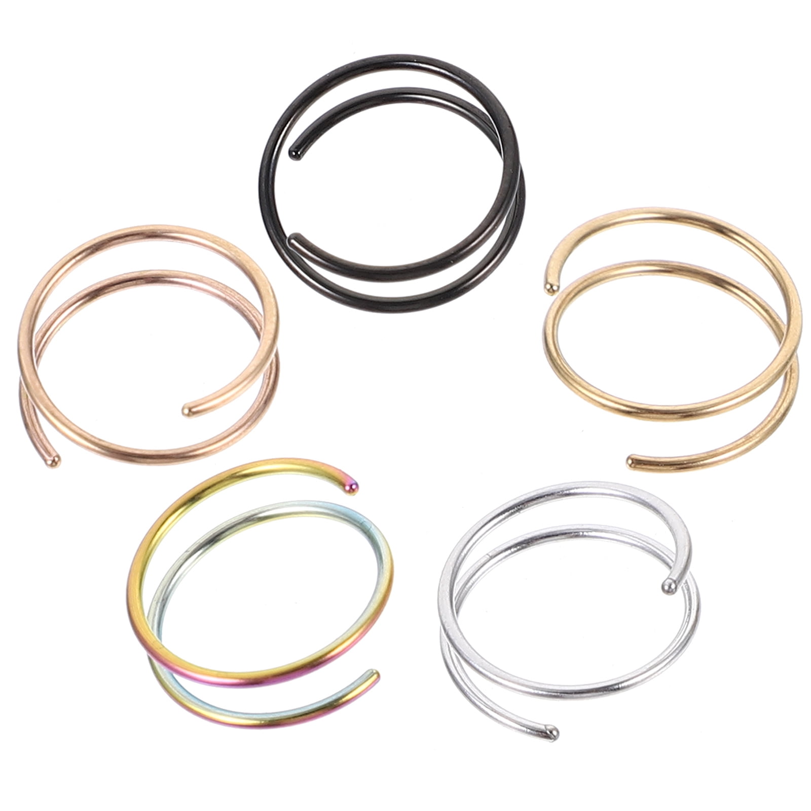 5Pcs Metal Nose Hoops Double Spiral Nose Rings Metal Nose Hoops ...