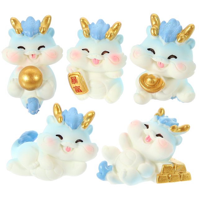 5Pcs Micro Landscape Dragon Figurines Miniature Dragon Statue Chinese ...