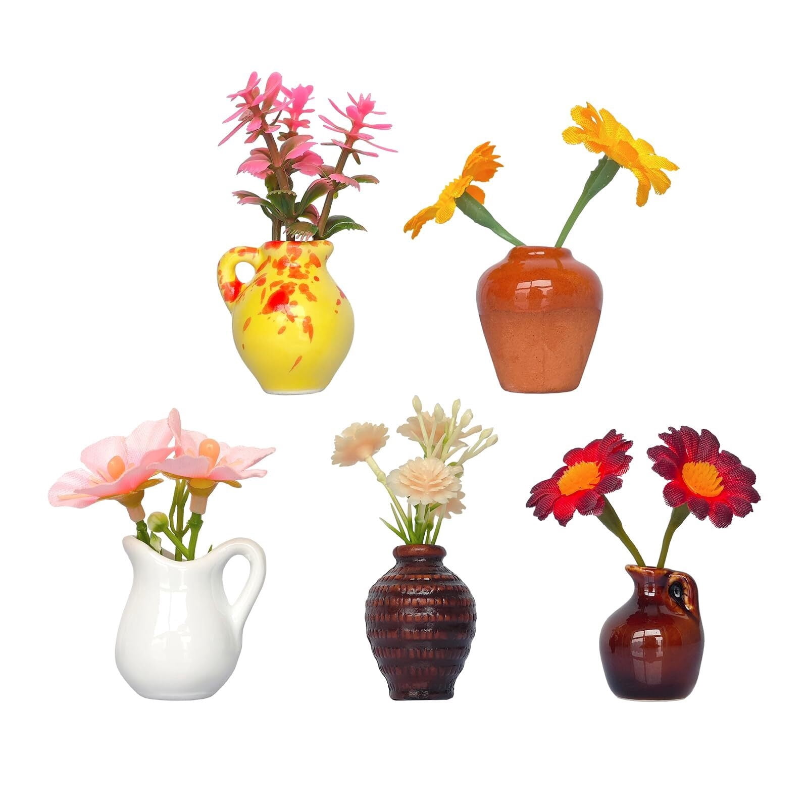 5Pcs Mini Flower Pot Vases Fridge Magnets, Tiny Magnet Vases for Flower ...