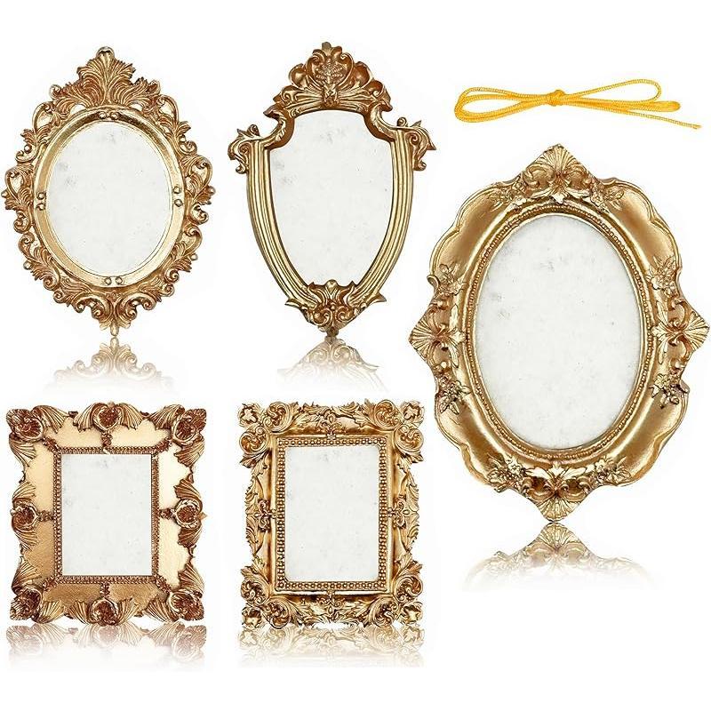 5Pcs Mini Picture Frames With Back Small Gold Vintage Picture Frames ...