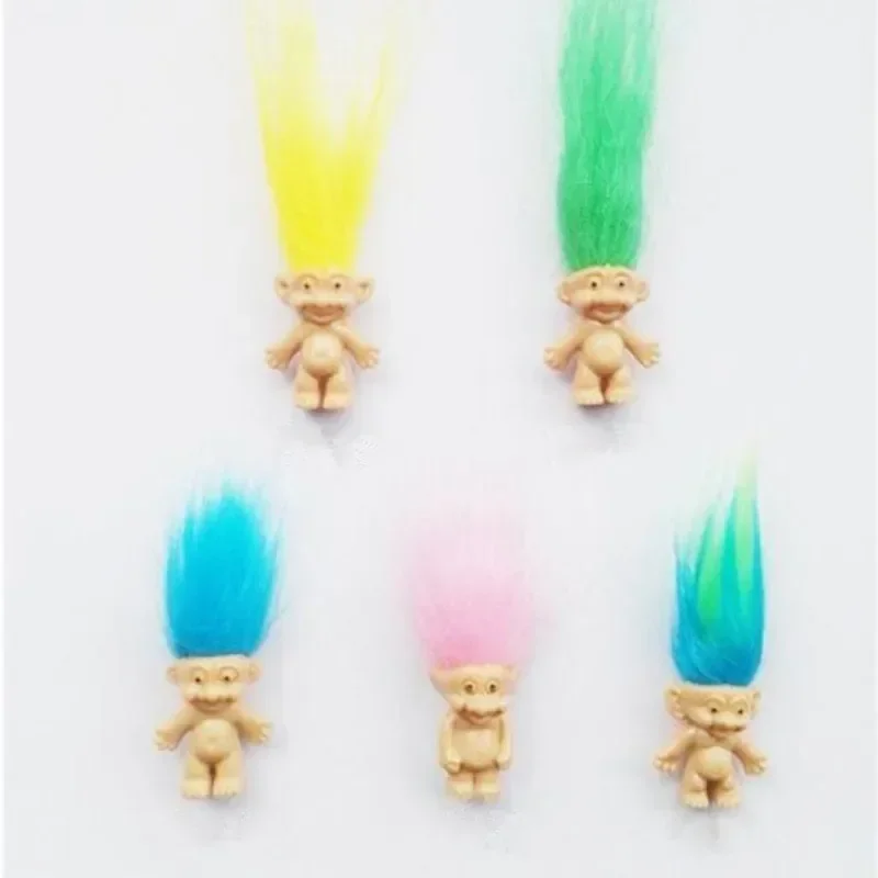 5Pcs Mini Troll Dolls Anime Action Figure Colorful Hair Family Members ...