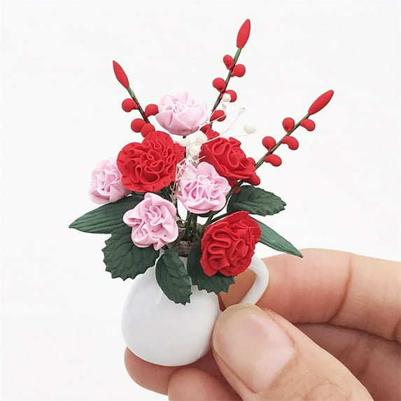 5Pcs Miniature Artificial Green Flower! Uscallm Artificial 1/12 ...
