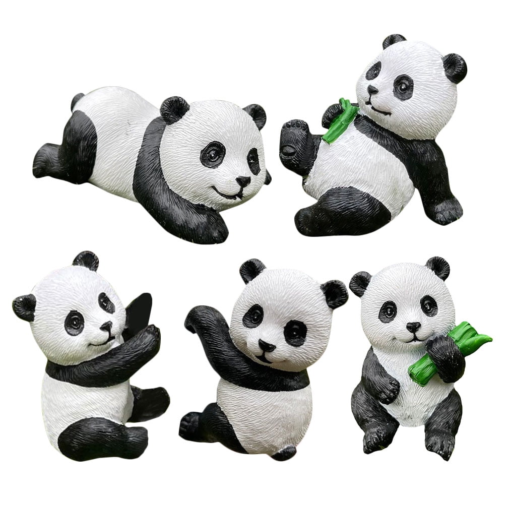 5Pcs Miniature Panda Figurines Mini Resin Panda Toys Adorable Panda ...
