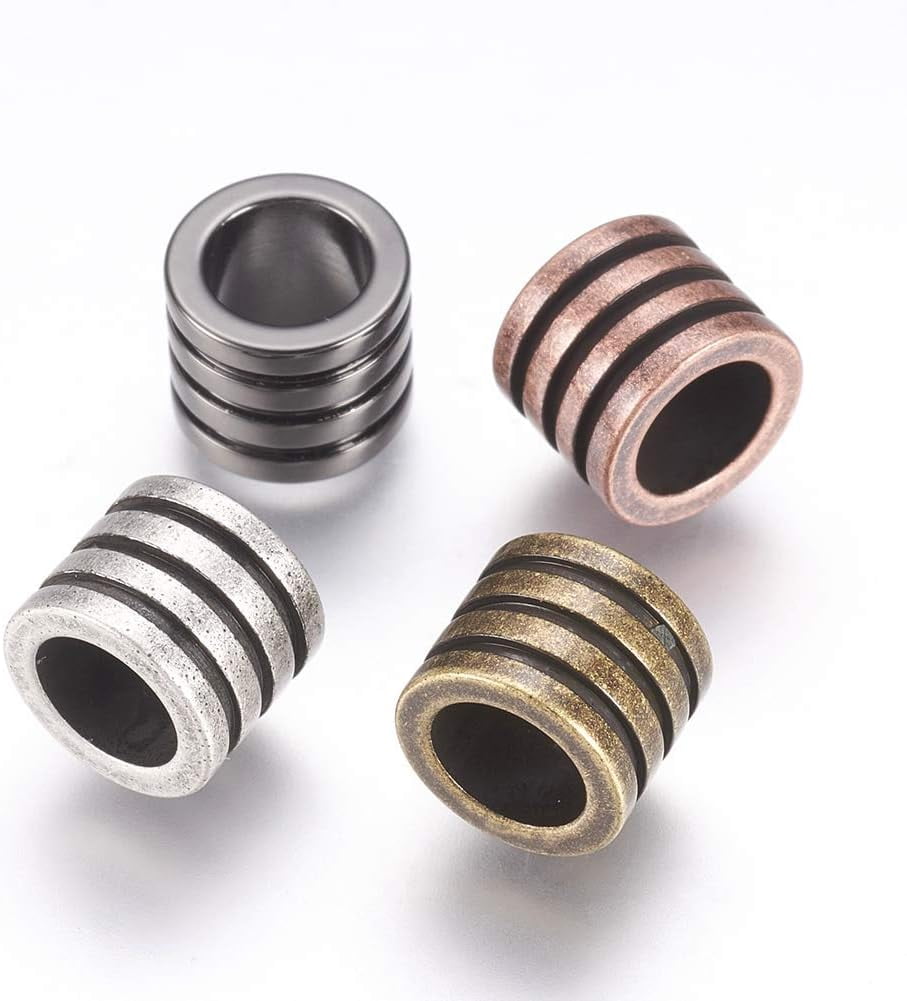5Pcs Mixed Color 304 Stainless Steel Column Charms 10x8mm Large Hole ...