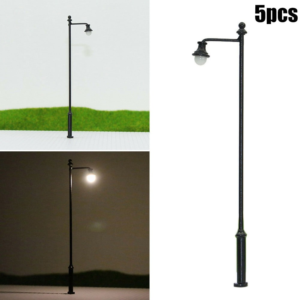 5Pcs Model Railway 1:87 Lamp Post Street Lights Ho Oo Scale Leds 3.54In ...