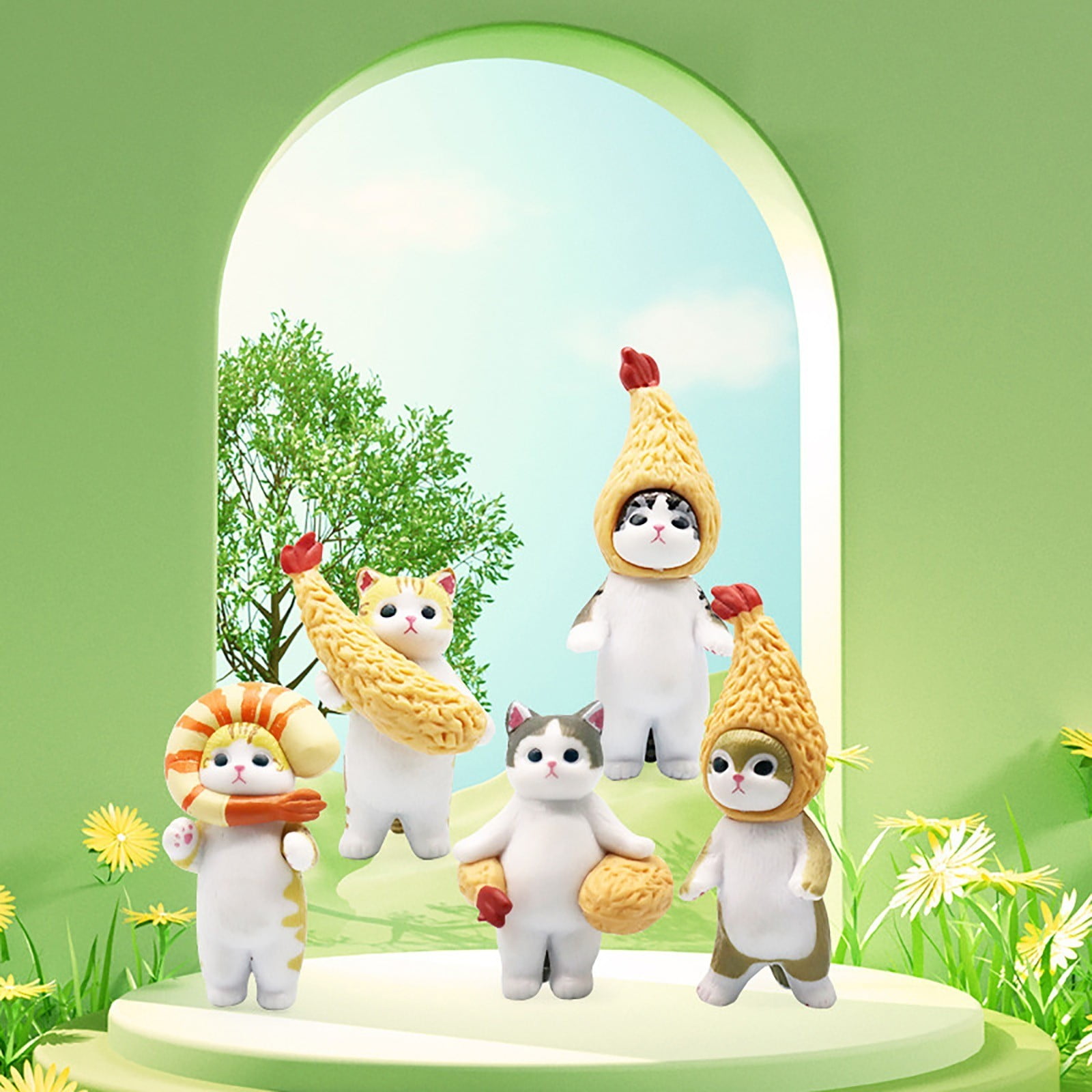 5Pcs Mofusand Fried Shrimp Cat Series Mini Action Figure – 2.7 ...