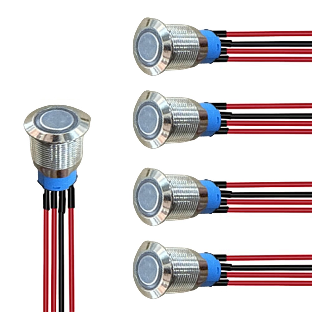 5Pcs Momentary 12mm Push Button Switch with Pre-Wired 4Pin Led Round ...