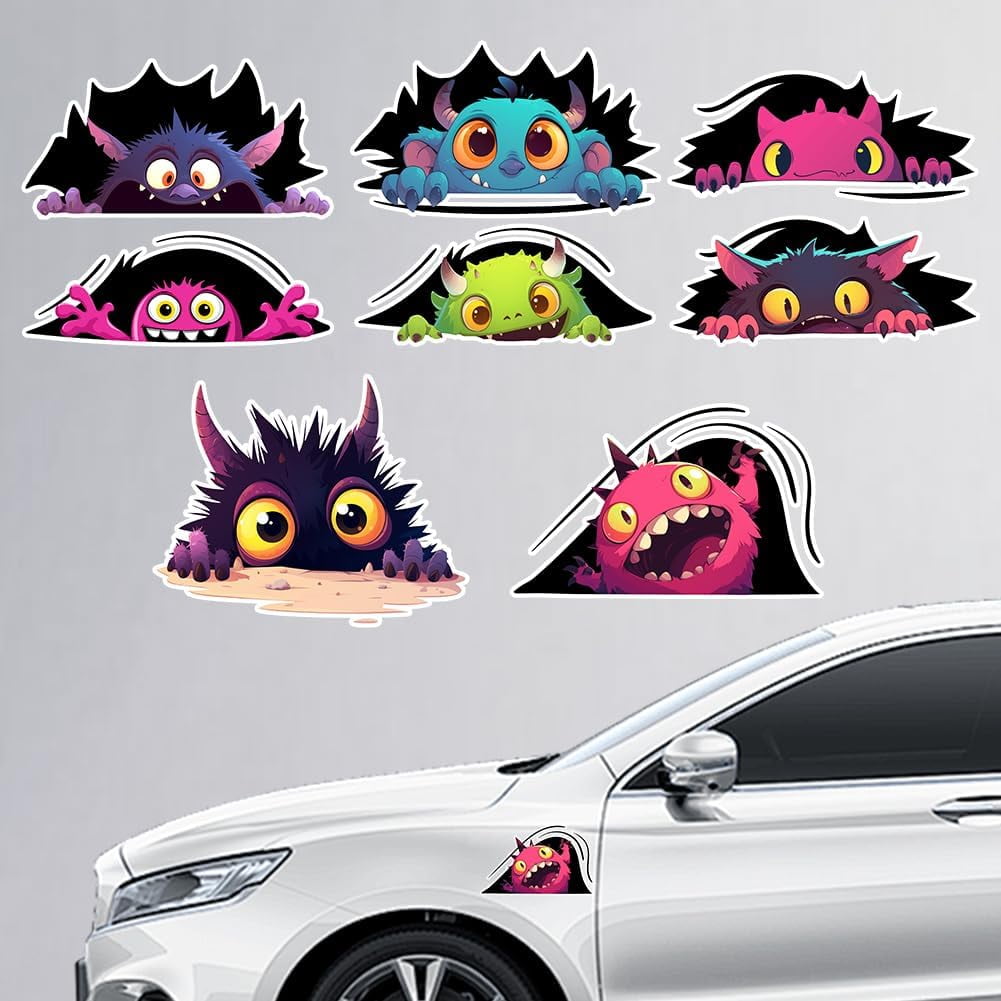 5Pcs Monster Car Stickers 6.1x5.83 inch Funny Peeking Monster Vinyl Car ...