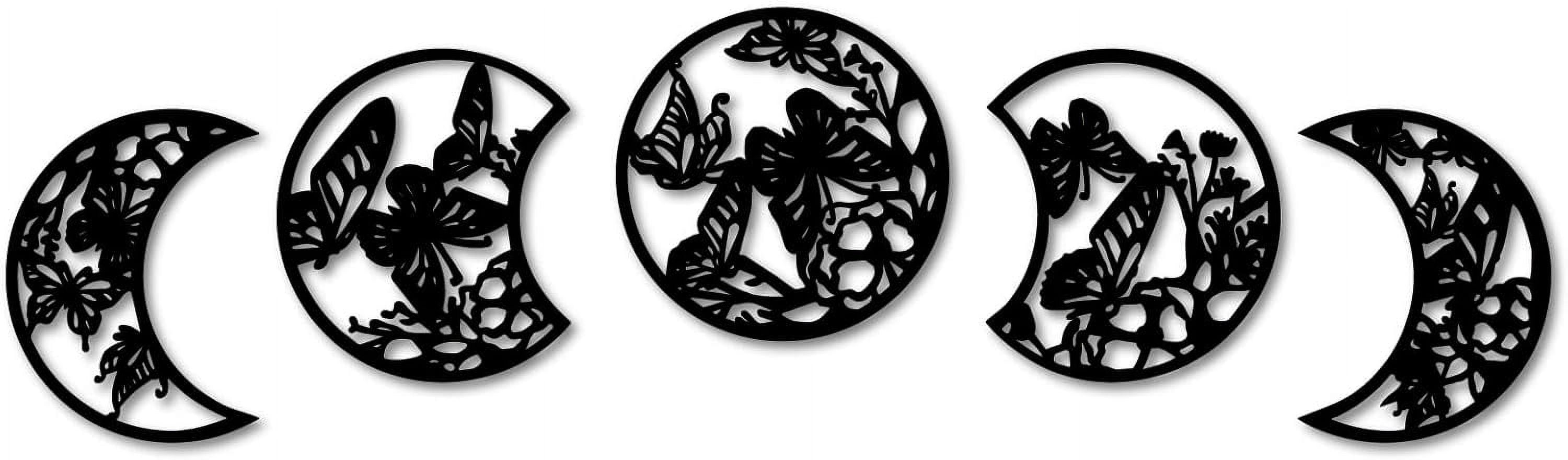 5Pcs Moon Phase Wall Decor Moon Phase Spiritual Wall Hanging Wood ...