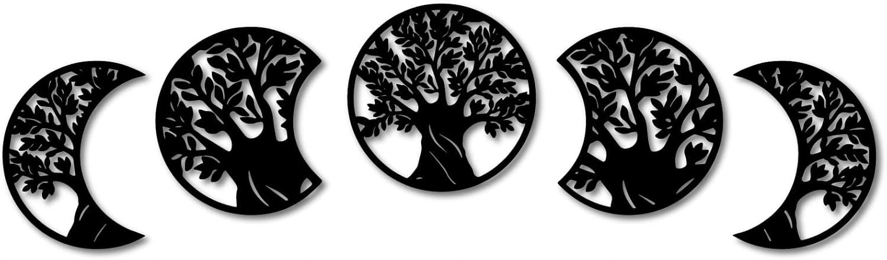 5Pcs Moon Phase Wall Hanging Aesthetic Spiritual Decor Wood Sculpture ...