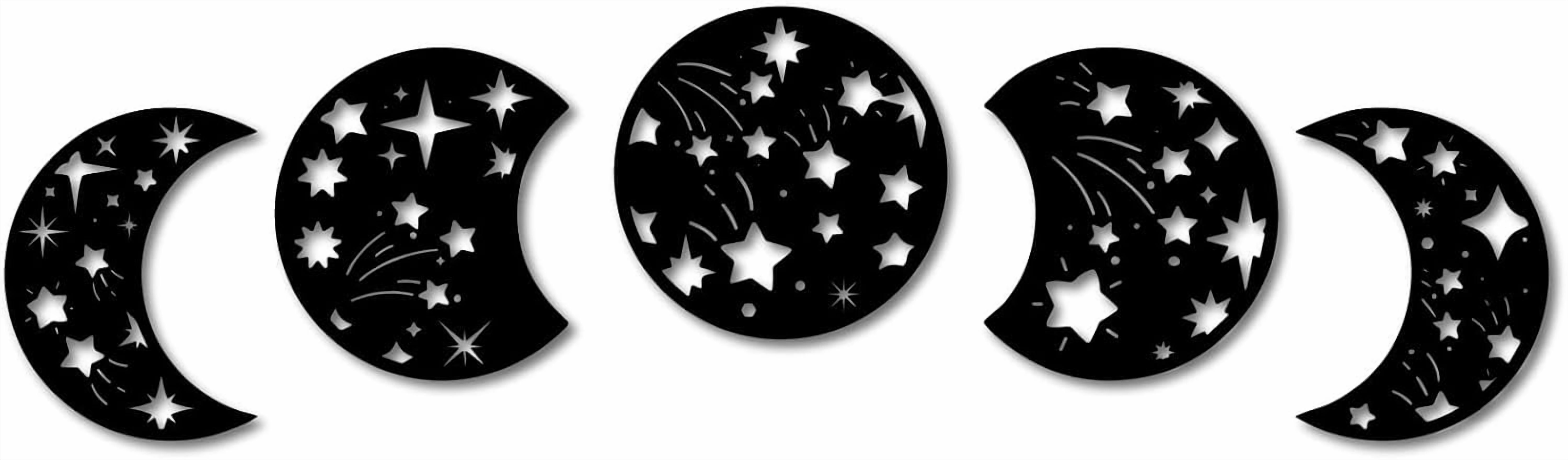 5Pcs Moon Phase Wall Hanging Spiritual Decor Gifts Wood Sculpture ...