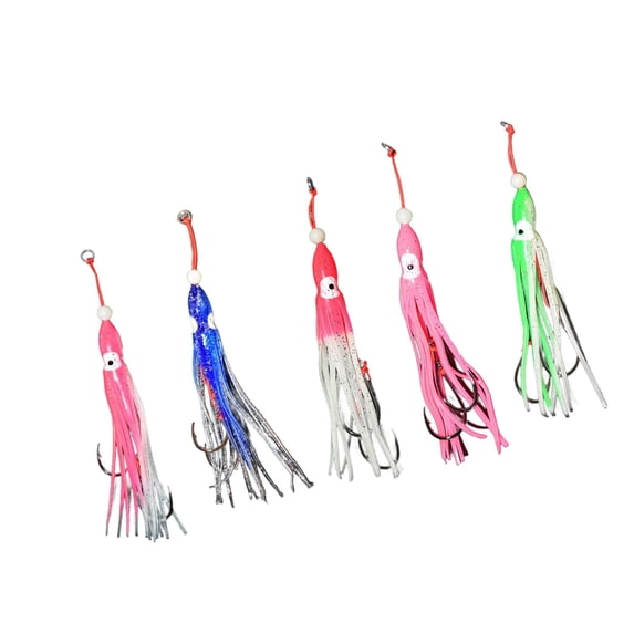 5Pcs Multicolored Glowing Squid Skirt Saltwater Baits Lures Octopuses ...