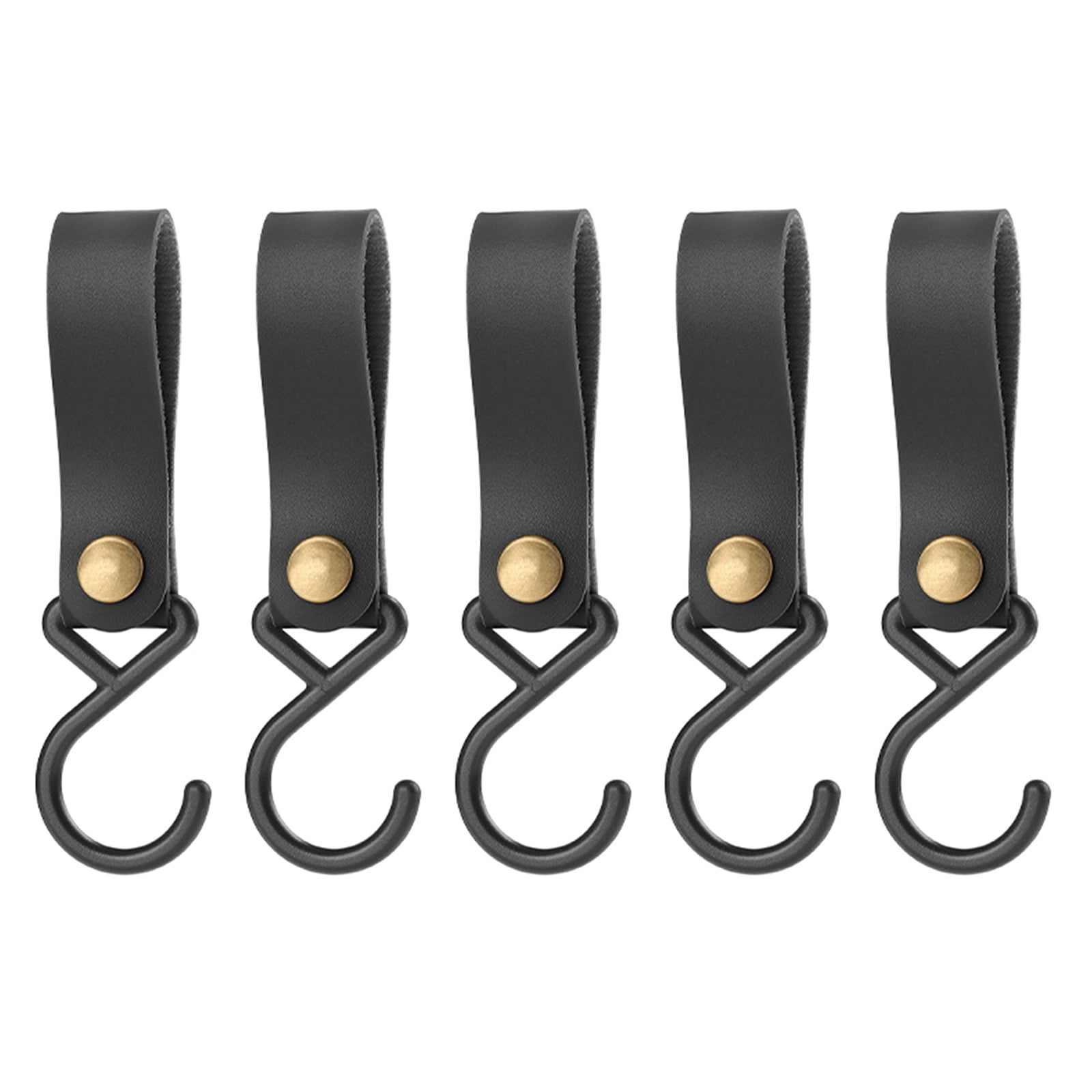 5Pcs Multifunctional PU Leather Hook Shelf Rack Camping Hanger S Shape ...
