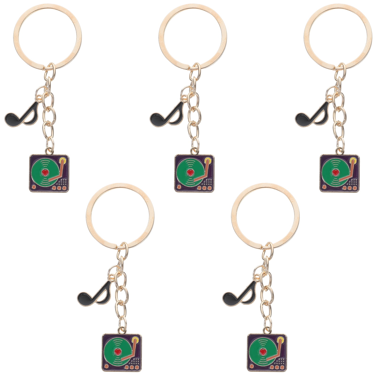 5Pcs Music Theme Party Presents Keychain Record Player Phonograph Key ...