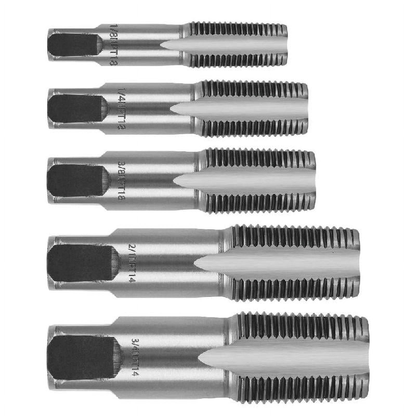 5Pcs NPT Taper Pipe Tap Set 1/8" 1/4" 3/8" 1/2" and 3/4" With Storage ...