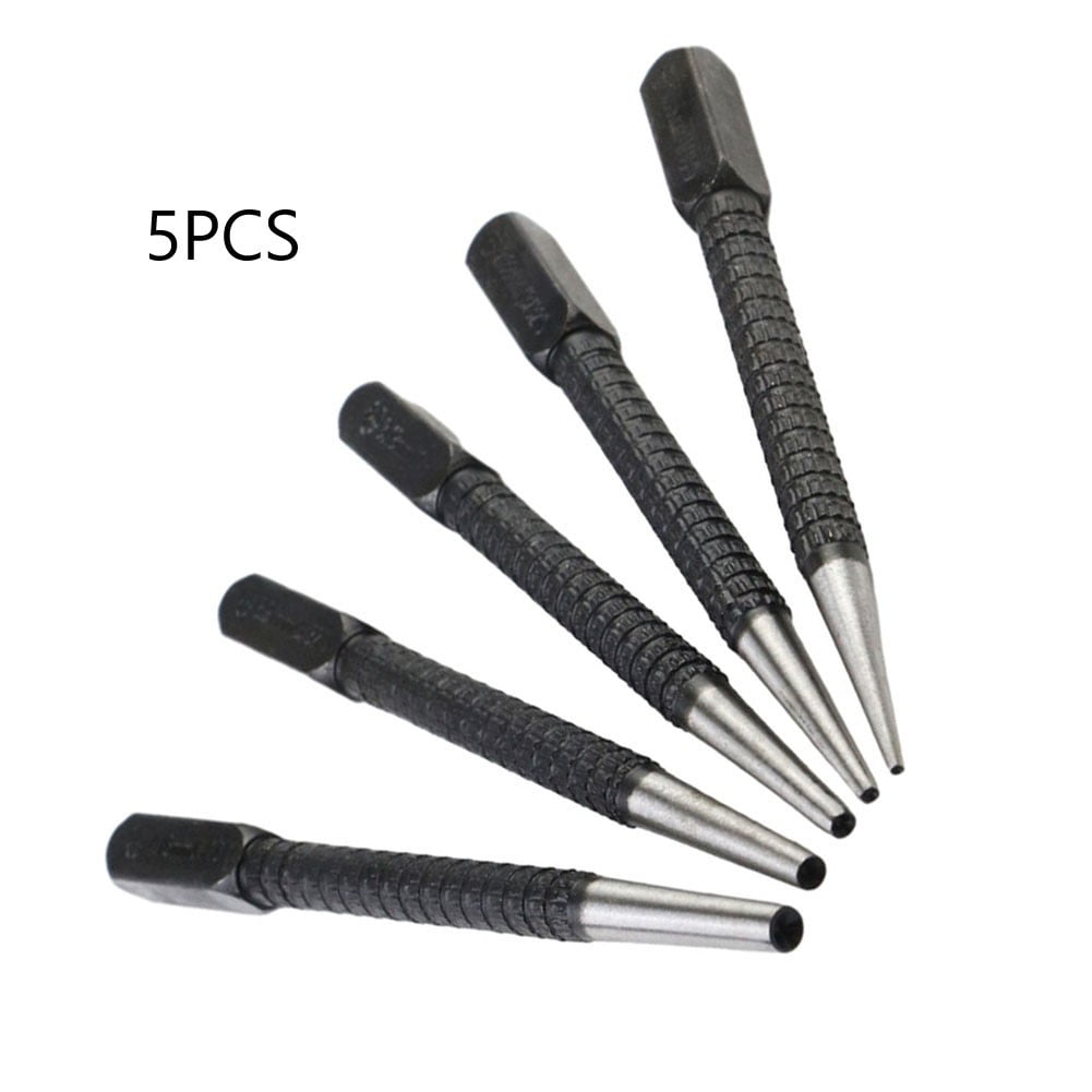 5Pcs Nail-Punch Sets Knurled Body Square Punch Center Punch Positioning ...