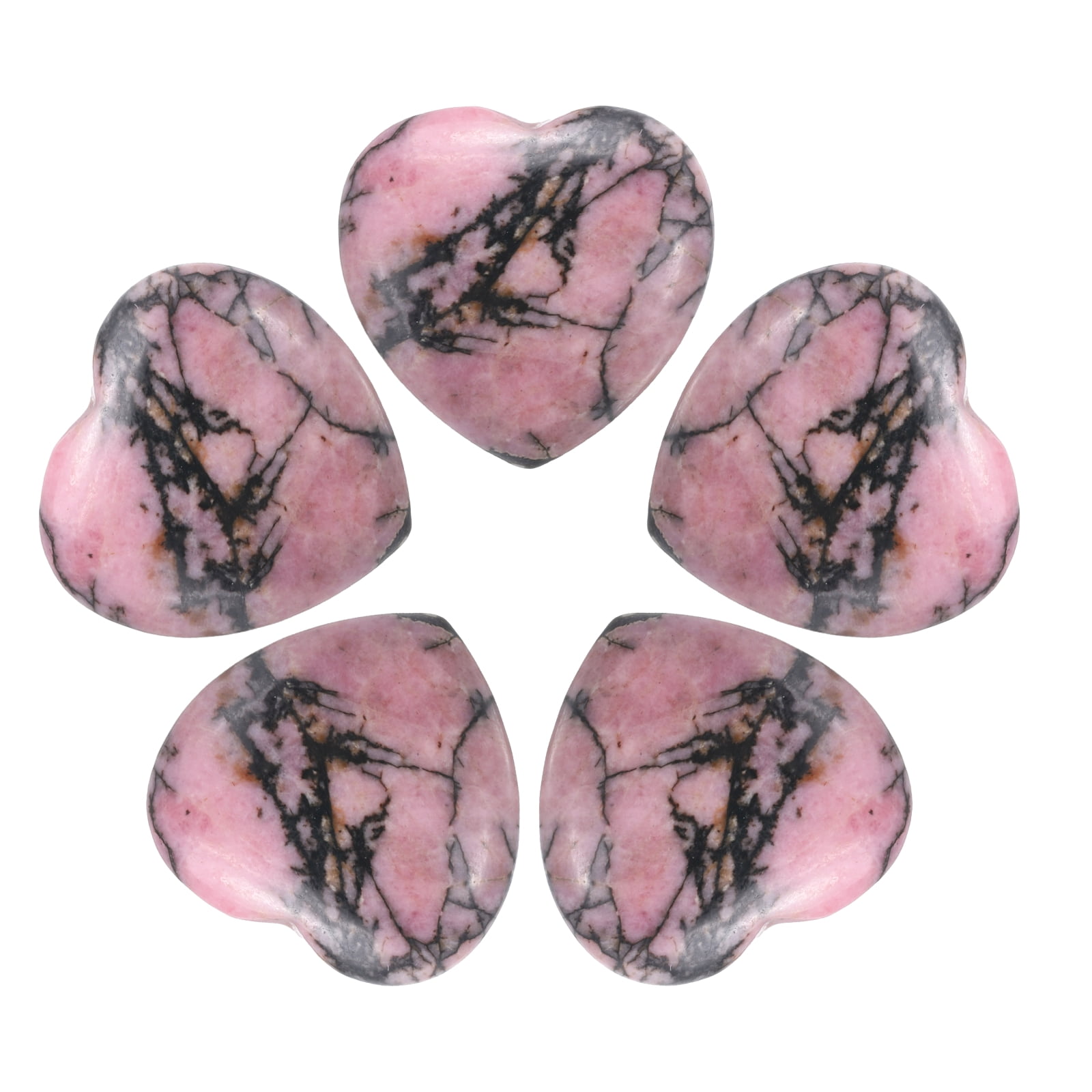 5Pcs Natural Heart Stone Quartz, Love Heart Worry Stones for Balancing ...