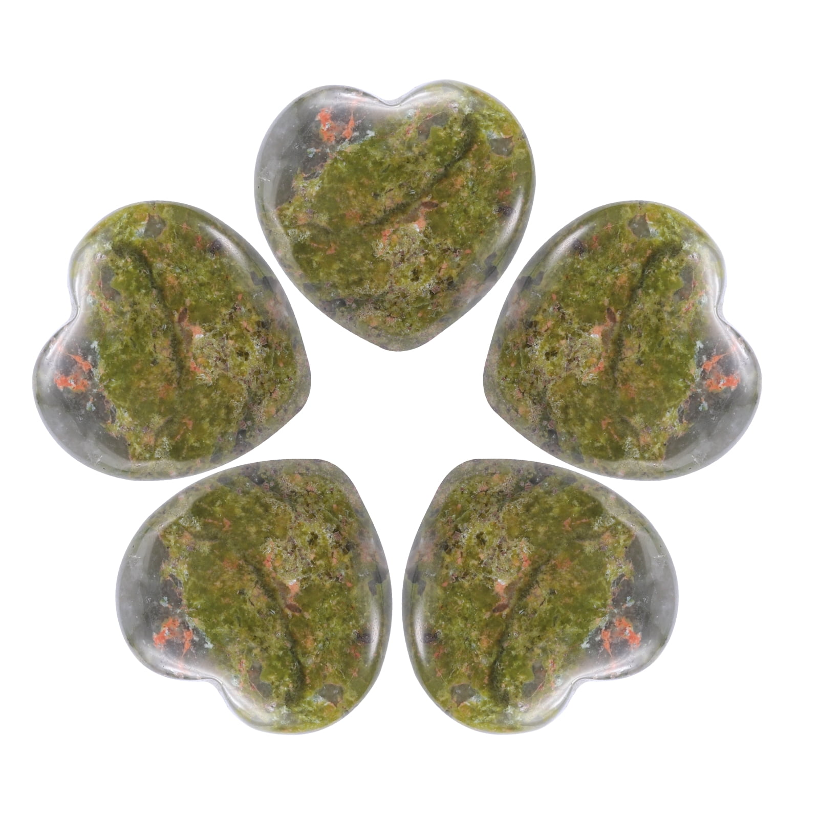 5Pcs Natural Heart Stone Quartz, Love Heart Worry Stones for Balancing Worry Bulk Clear-Rock ...