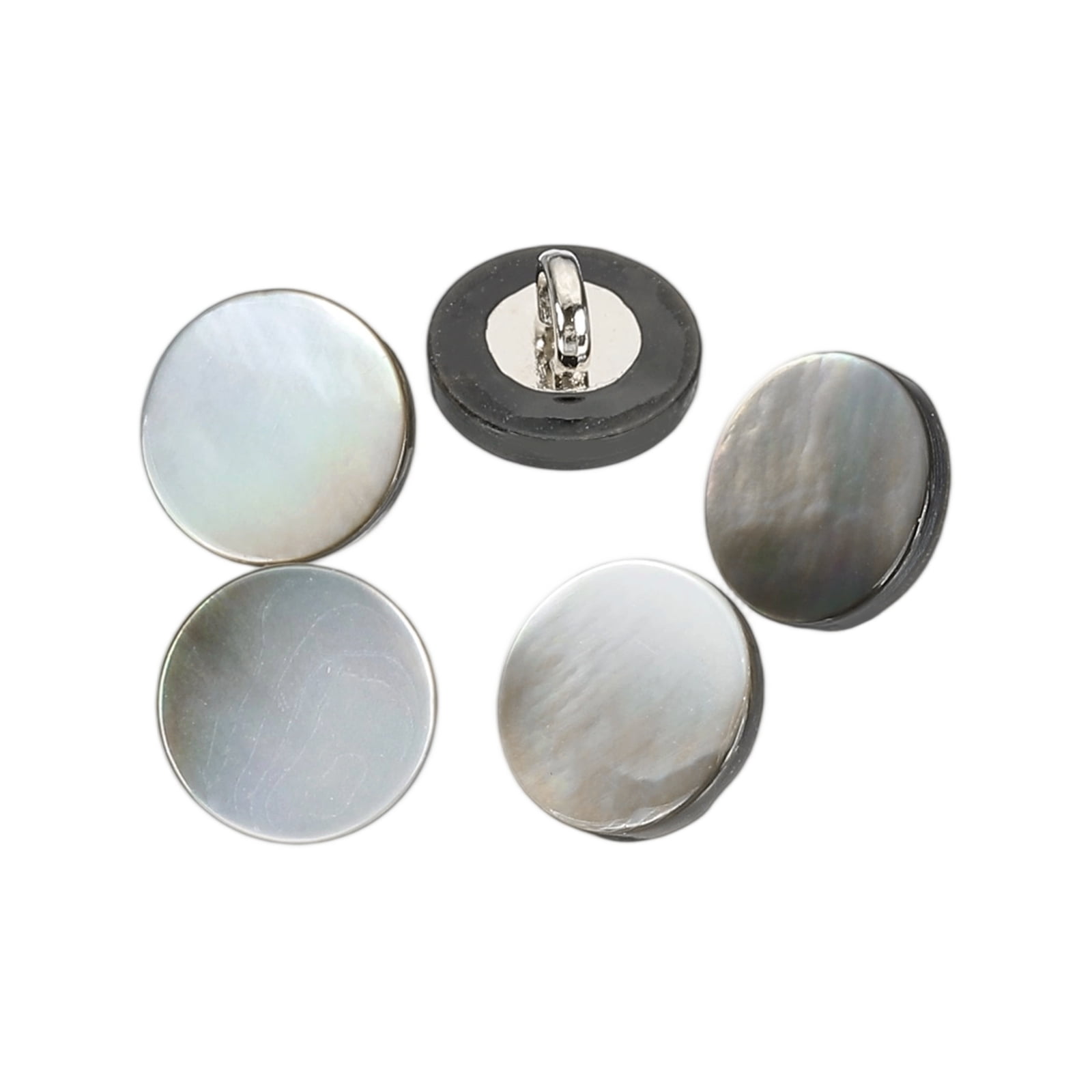 5Pcs Natural Shell Button, 10mm Shell Shank Buttons, Mixed Black/Silver ...