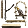 5Pcs Natural Wooden Bird Perch Set – Parrot Perch Toys, Bird Cage Toys ...