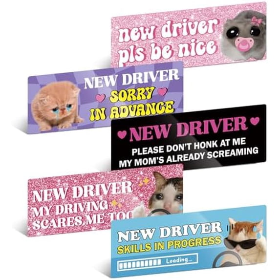 5Pcs New Driver Magnet for Car, Funny Student Driver Magnet Car ...