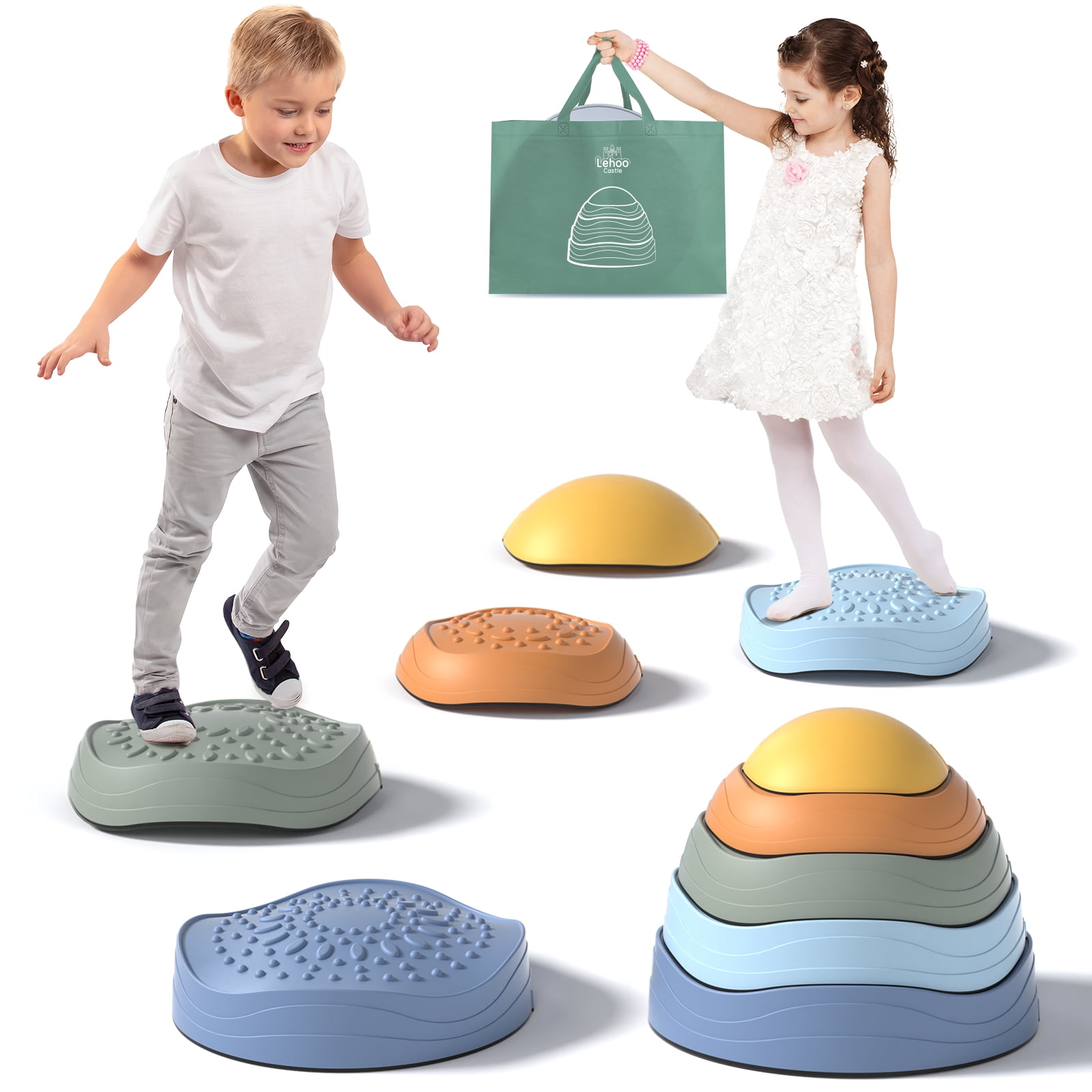 5Pcs Non-Slip Plastic Balance Stepping Stones for kids,up to 220 Ibs ...