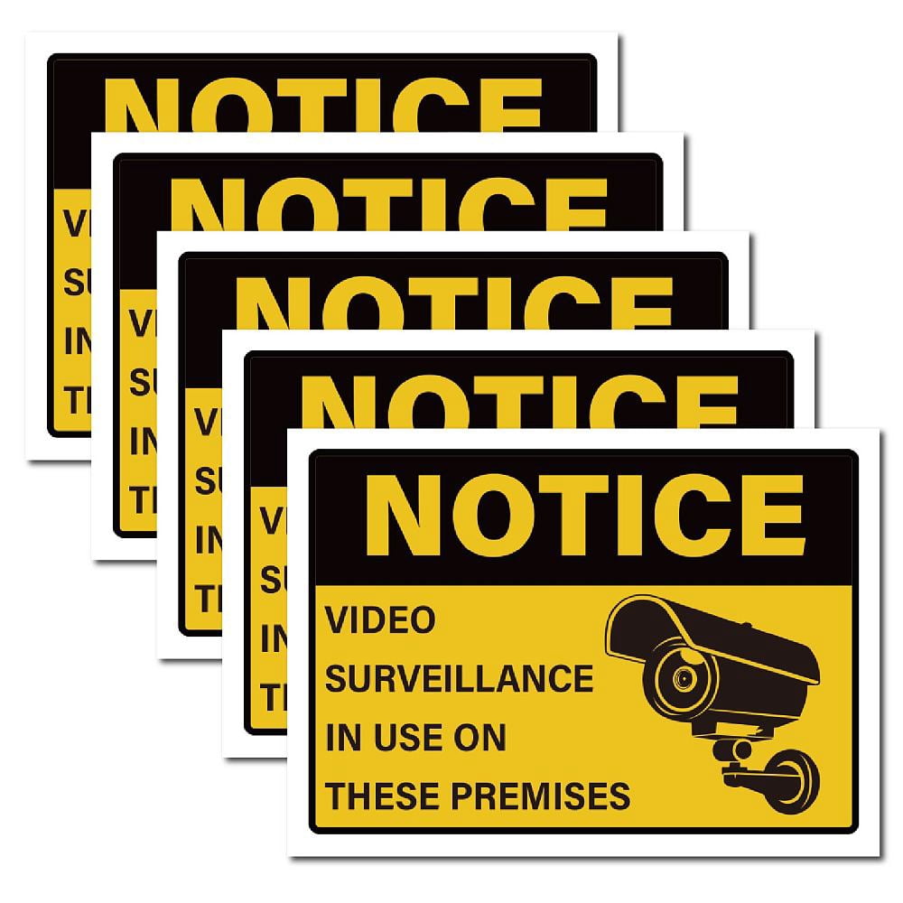 5Pcs Notice Video Surveillance in Use Onthese Premises Sign Stickers 9 ...