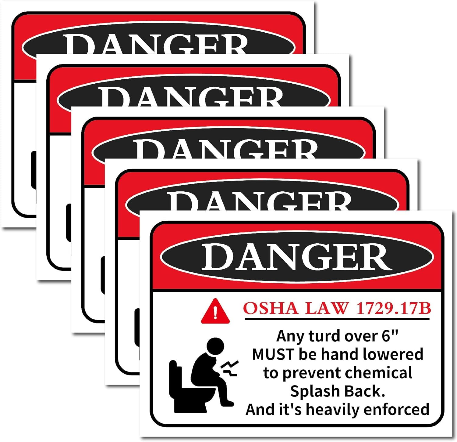 5Pcs OSHA Law 1729.17B Warning Sign Sticker 10 × 7In PVC Self Adhesive ...