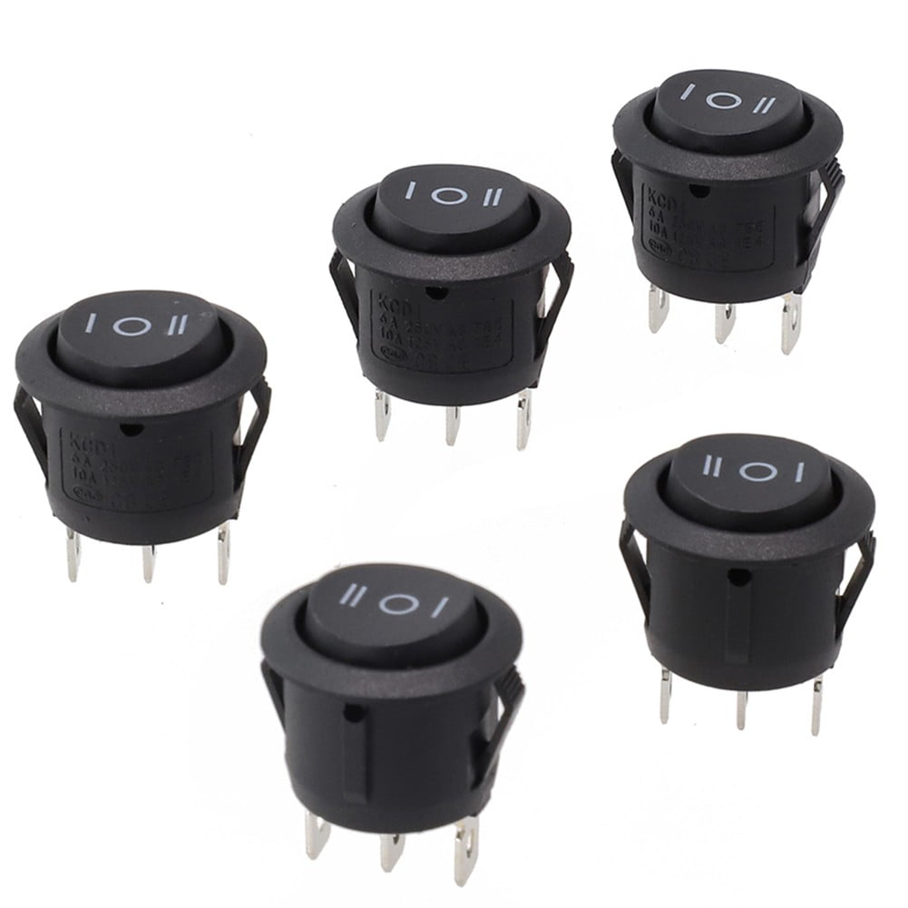 5Pcs On/Off/On Round Rocker Switch 12-250V Car Automotive 20mm SPDT 2 ...