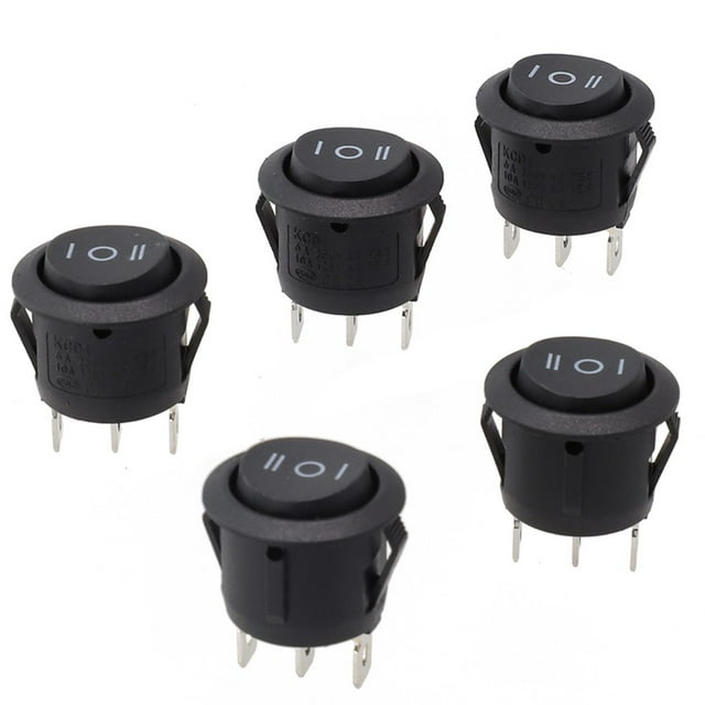 5Pcs On/Off/On Round Rocker Switch 12-250V Car Automotive 20mm SPDT 2 ...