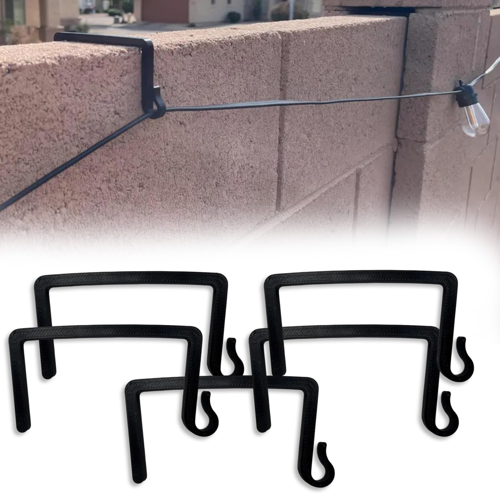 5Pcs Outdoor Light String Hooks No Drill for 3.8 inch Cinder Block ...
