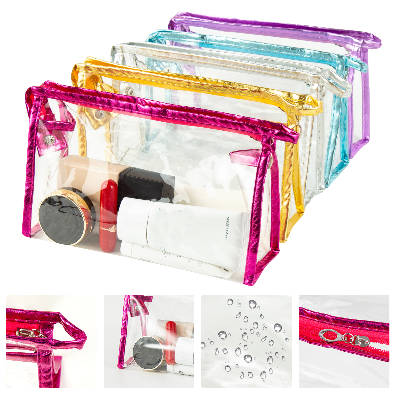 RKZDSR Floral Print Clear Travel Makeup Bag - Transparent Portable Mini ...