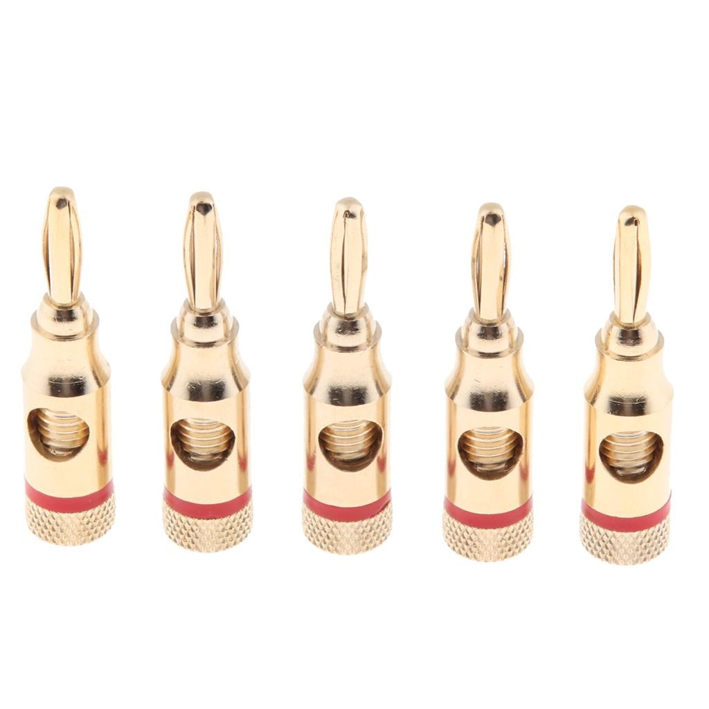 5Pcs/Pack 4 Stereo Speaker Cable Banana Plug Connectors, (Open Screw ...