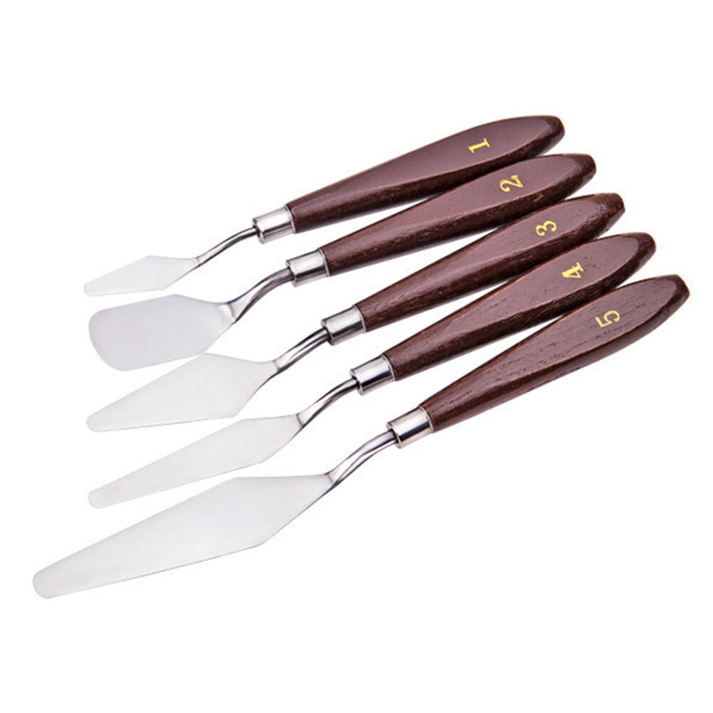 Raindrops 5Pcs Wooden Handle Painting Spatulas for Wall Art Mixing and ...