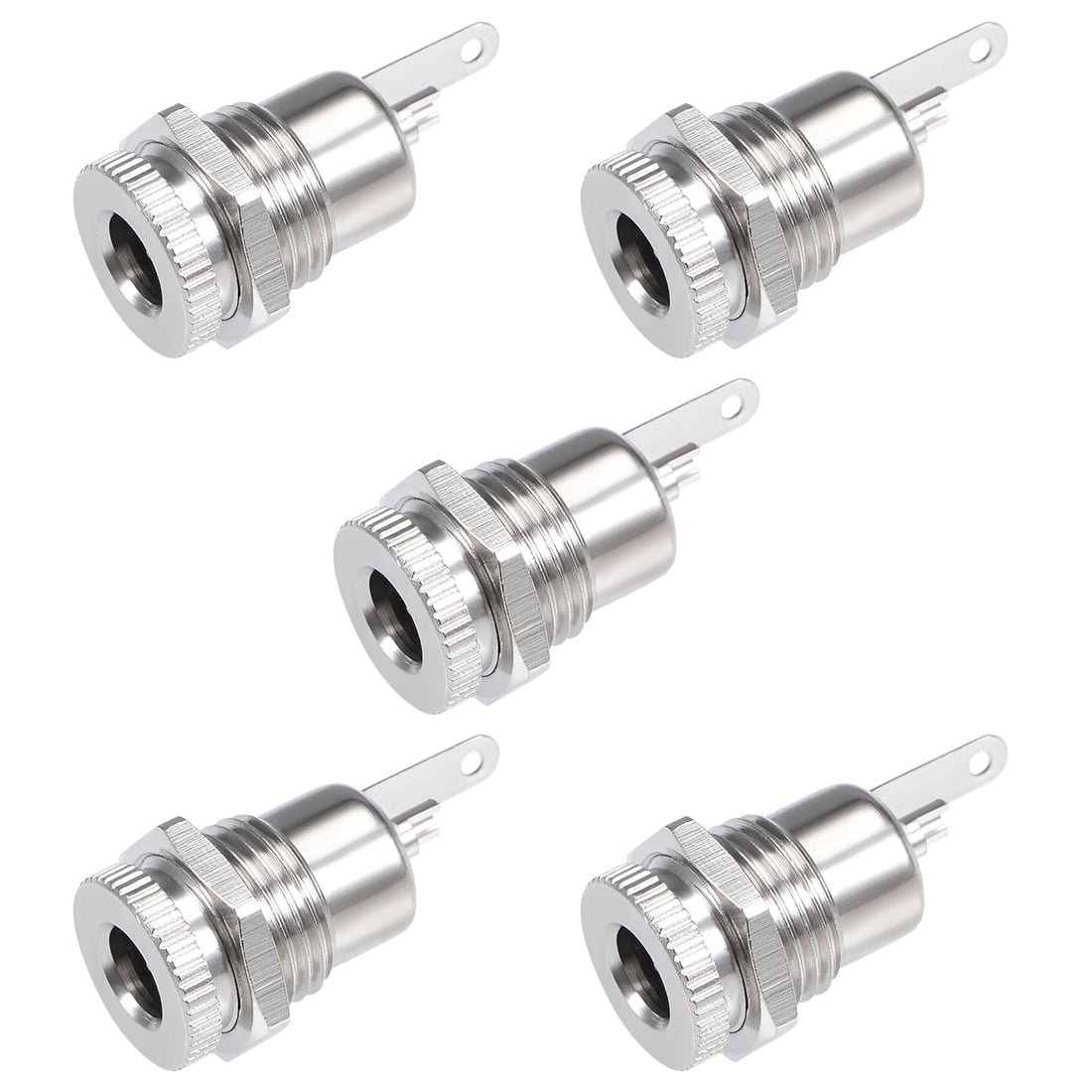 5Pcs Panel Mount DC Connector Power Socket Female 5.5mm x 2.5mm Silver ...