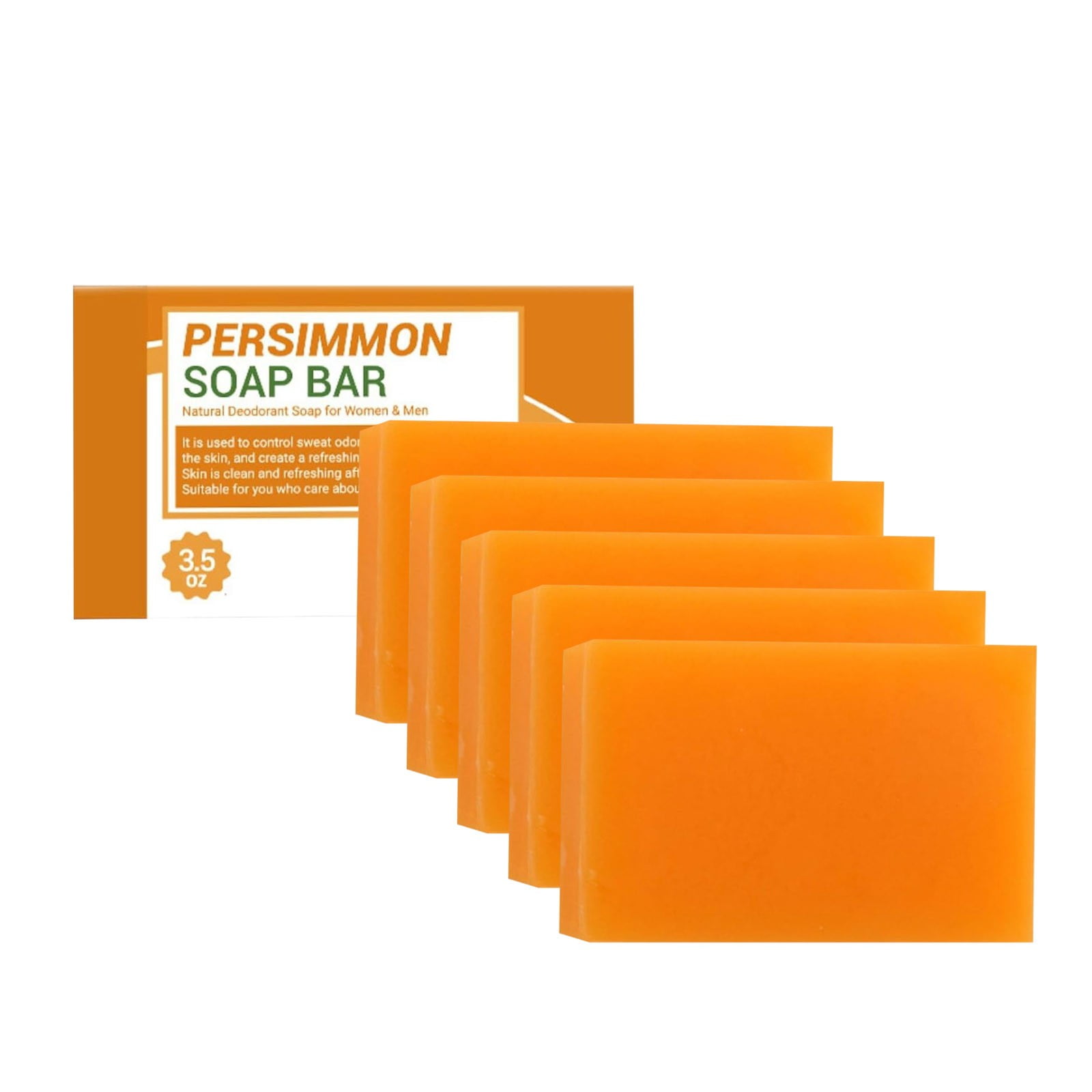 5Pcs Persimmon Soap Bar for Body Odor Control, Natural Deodorant Body ...
