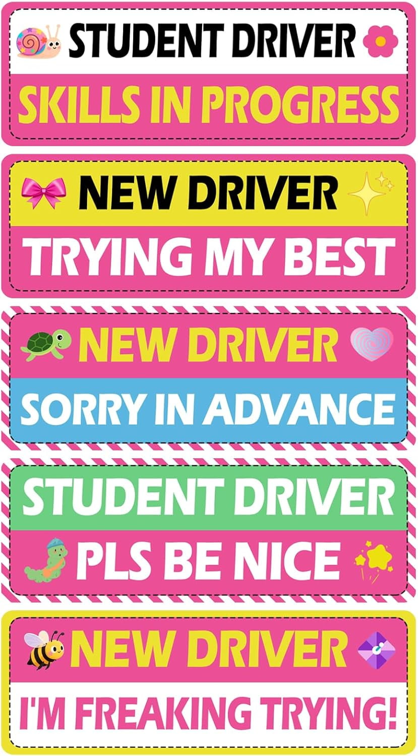 5Pcs Pink Beginner Magnetic Car Stickers, Beginner Magnet Supplies for ...