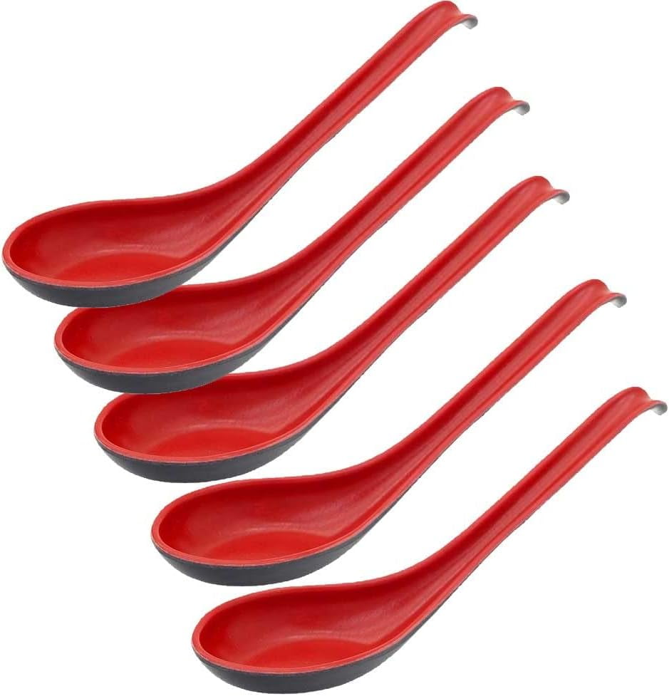 5Pcs Plastic Rice Spoons Rice Spoons Chinese Won Ton Soup Spoon Asian ...