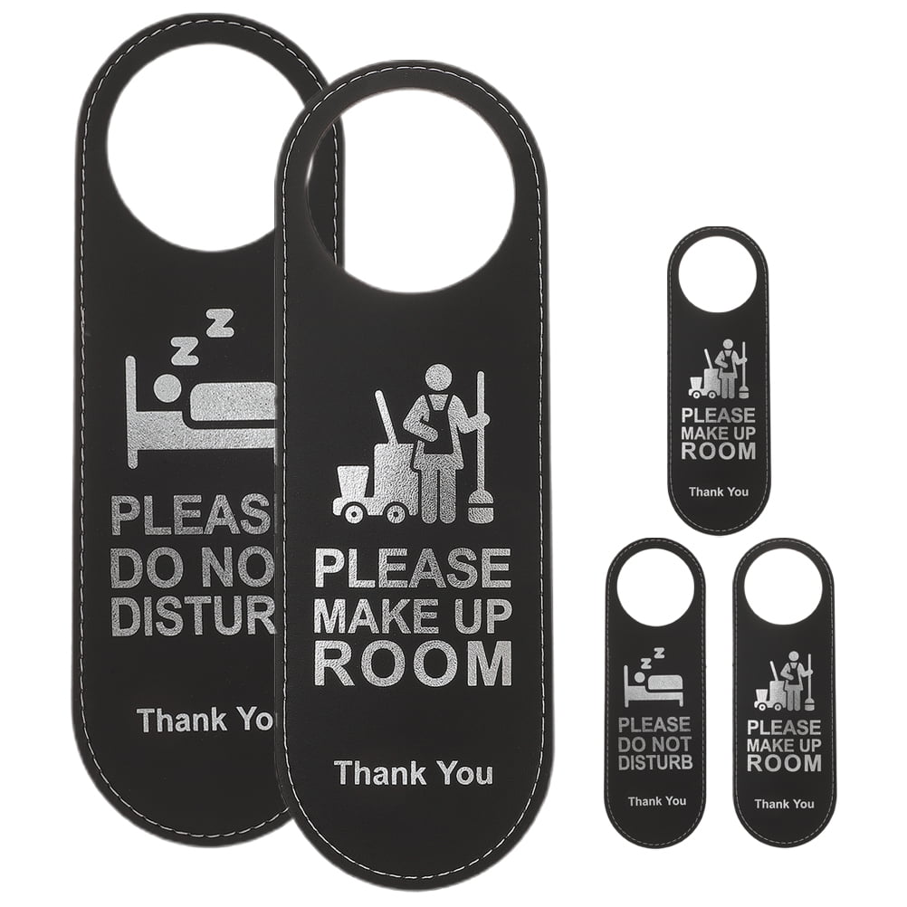 BRIGHTFUFU Do Not Disturb Hotel Signs 5Pcs Black Leather For Hotel ...