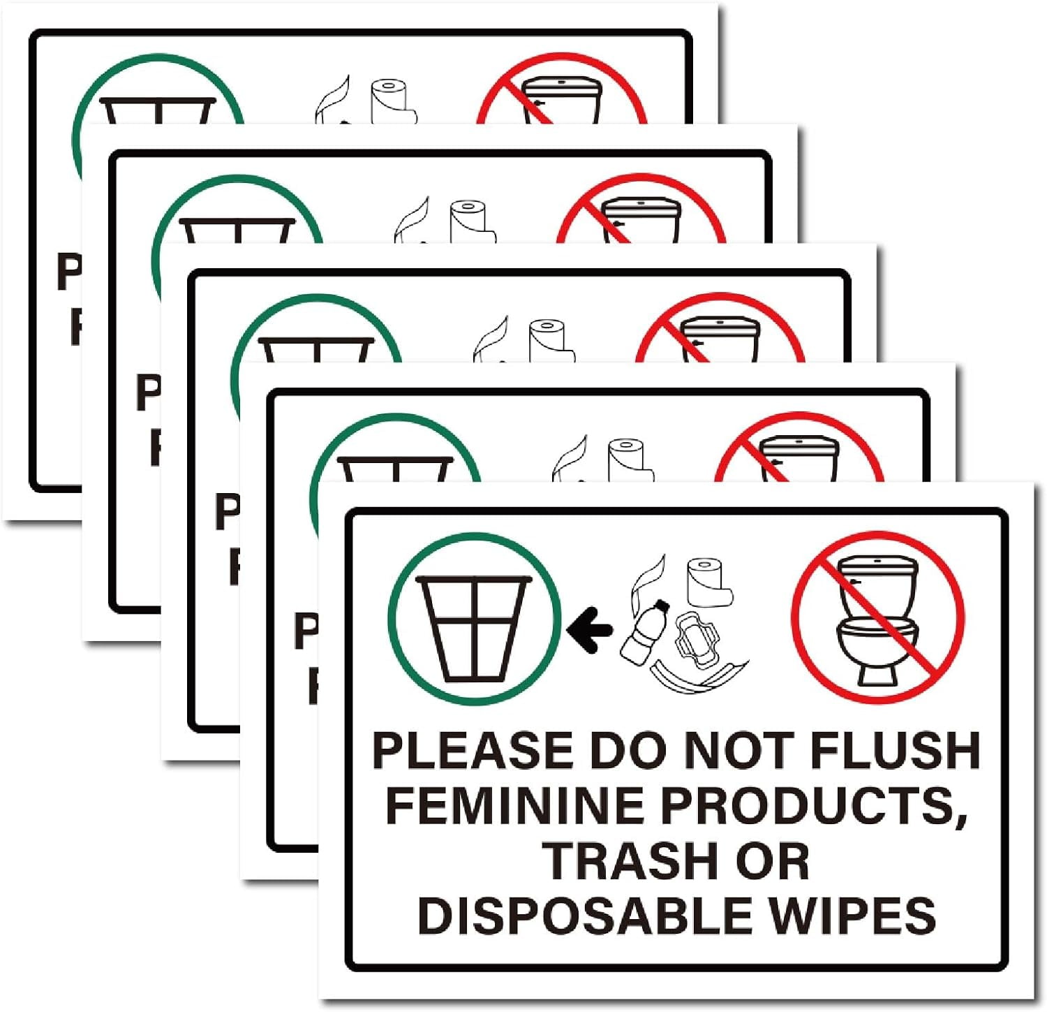 5Pcs Please Do Not Flushfeminine Products Trash Ordisposable Wipes ...