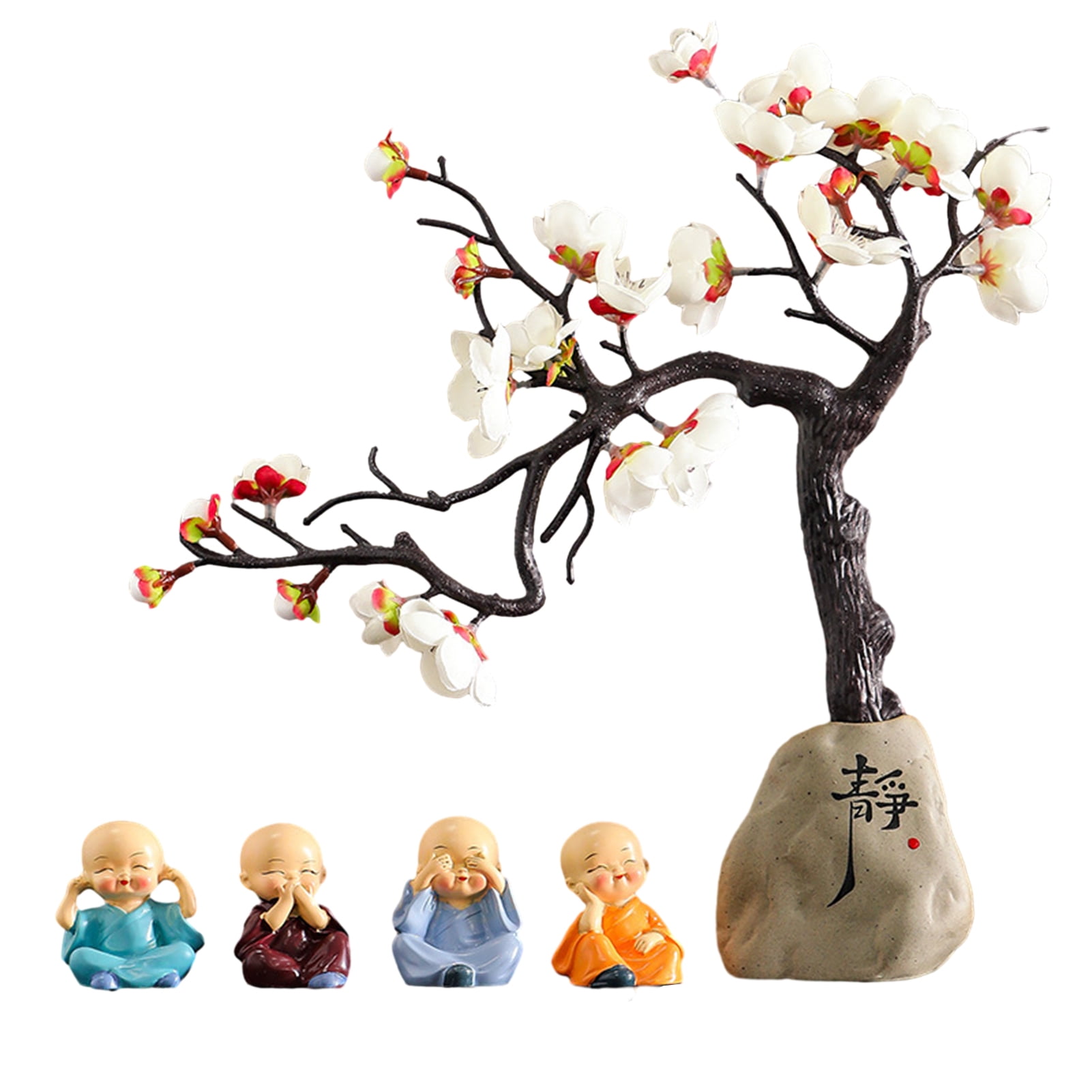 5Pcs Plum Blossom Monk Ornament Resin Craft Desktop Wintersweet Flower ...