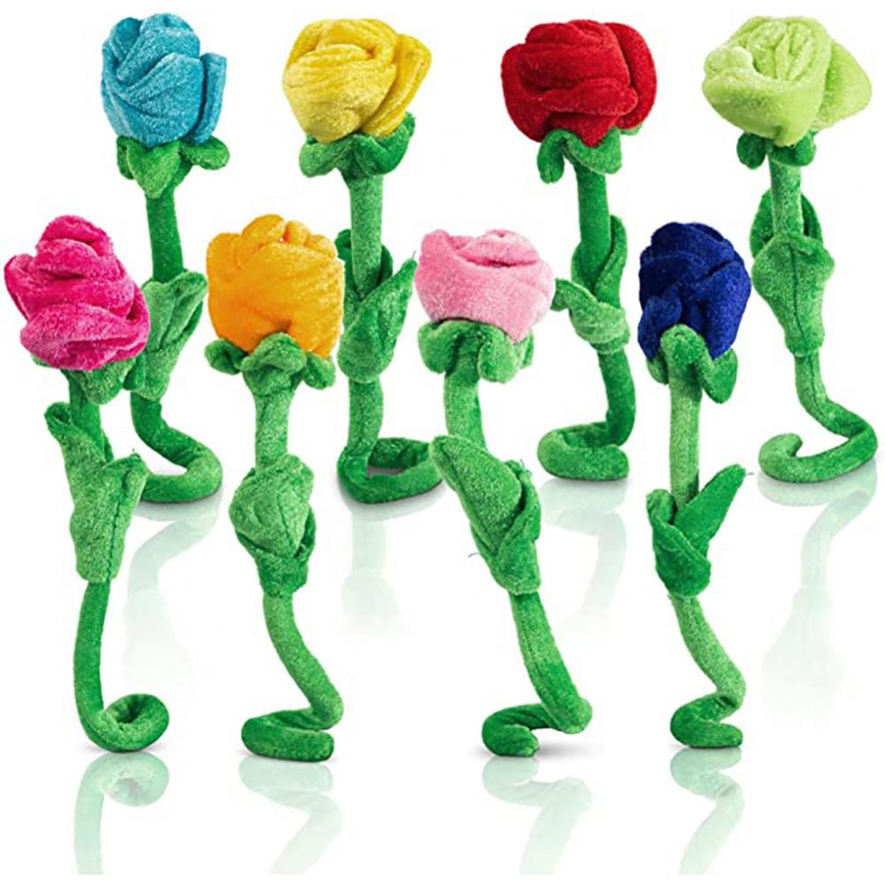 5Pcs Plush Flower Bendable Stems Colorful Stuffed Flowers Plush Toy ...