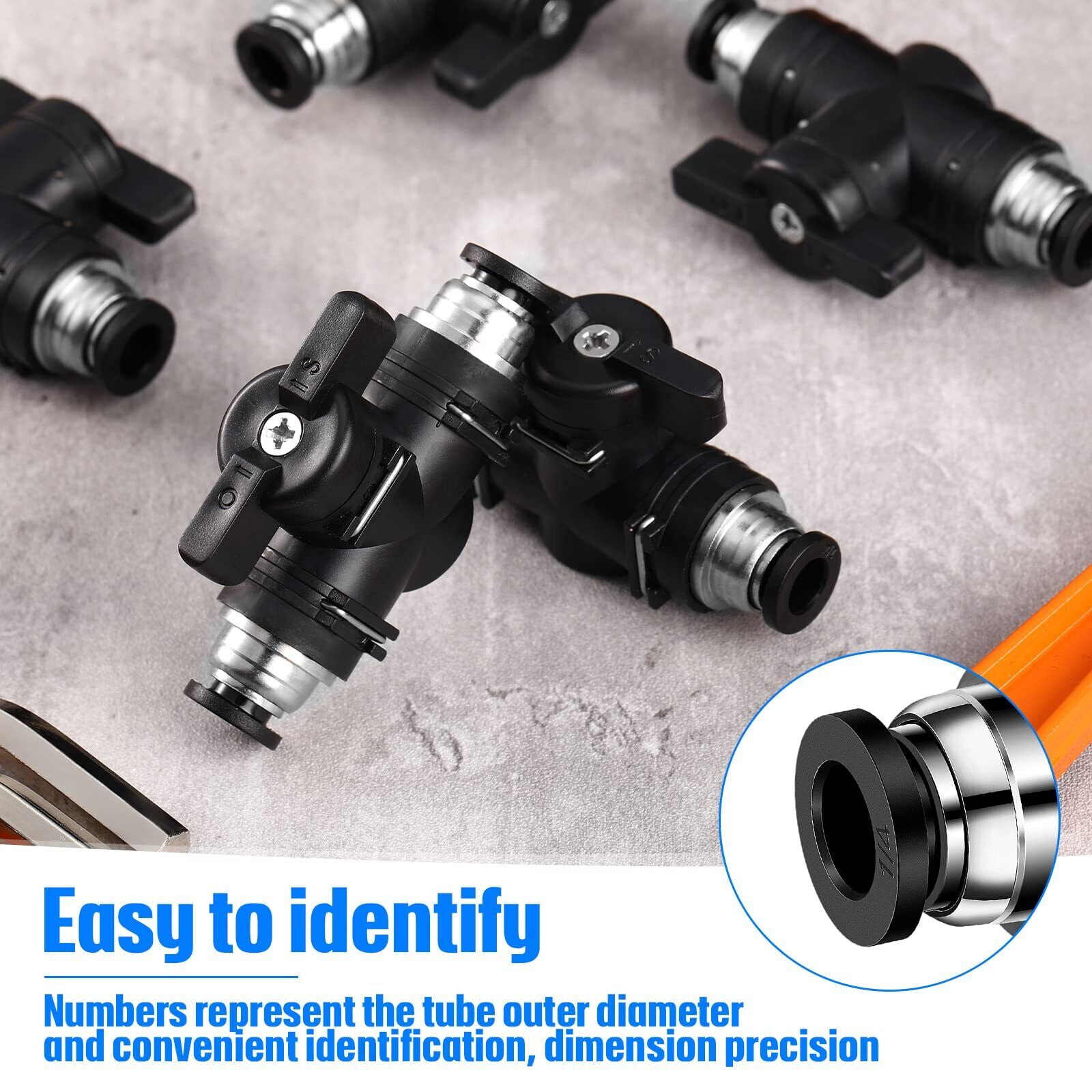 5Pcs Pneumatic Ball Valve Push to Connect Fittings Ball Valve PVC Air ...