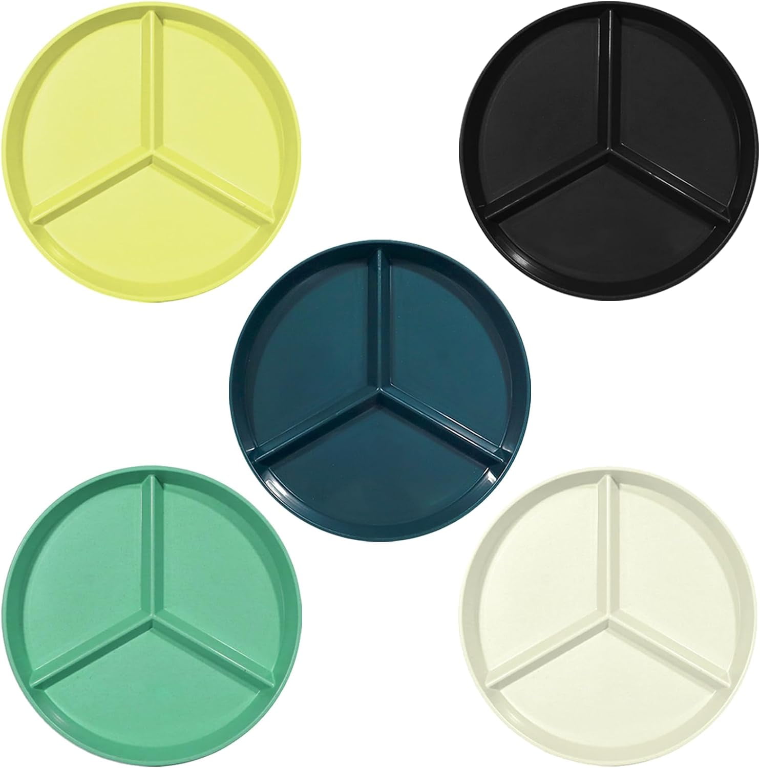 5Pcs Portion Control Plate For Weight Loss 9 Inch, Round Divided Plates ...