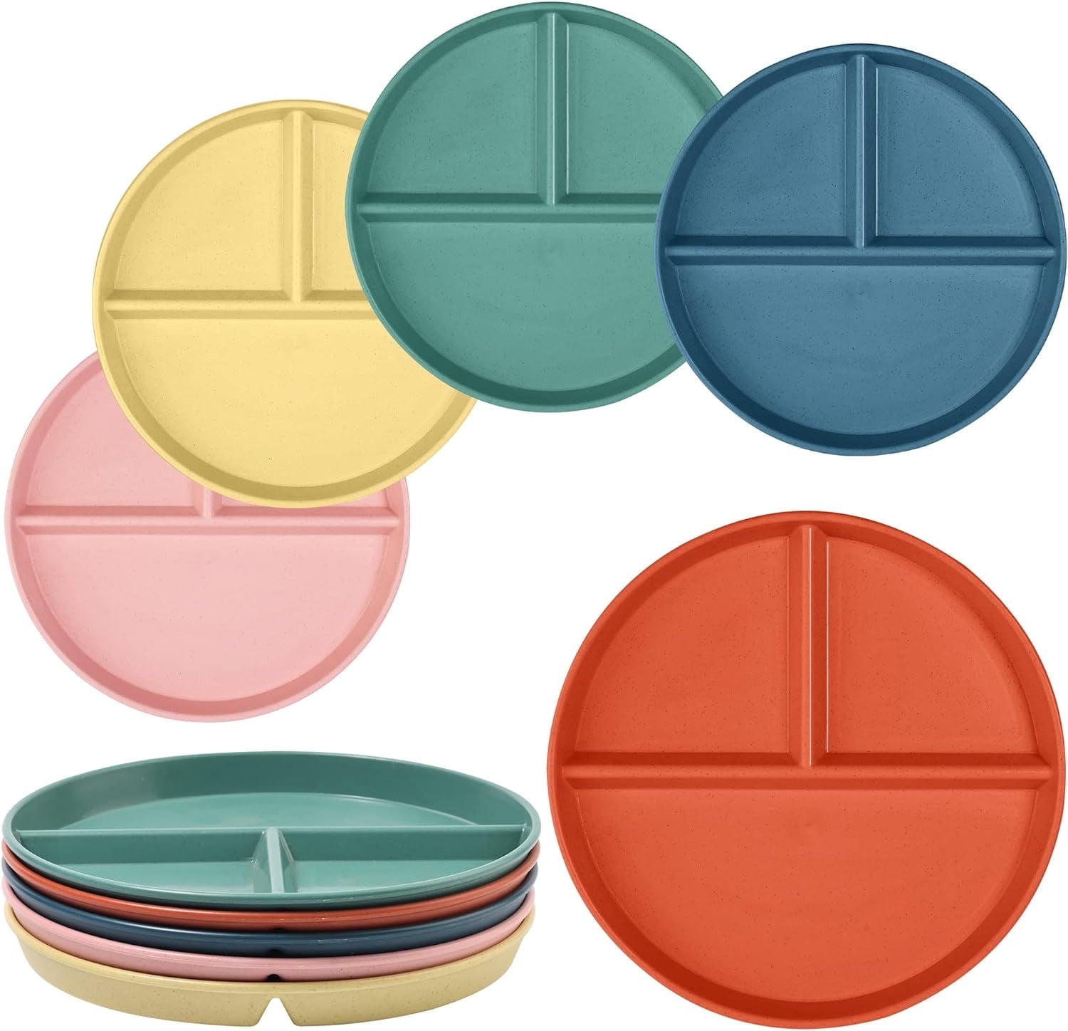 5Pcs Portion Control Plates for Weight Loss Adults,Bexikou Unbreakable ...